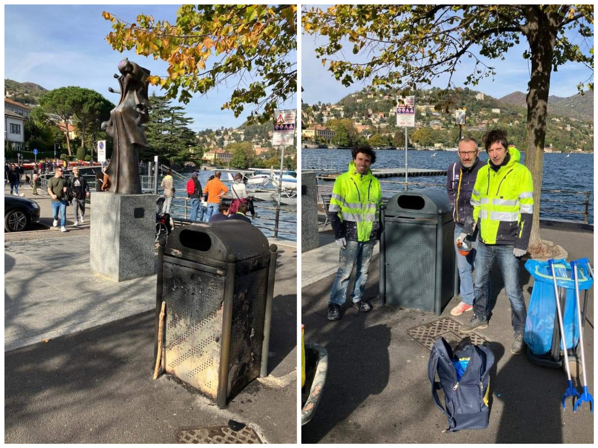 Como, i vandali bruciano un cestone dei rifiuti (già riparato ...