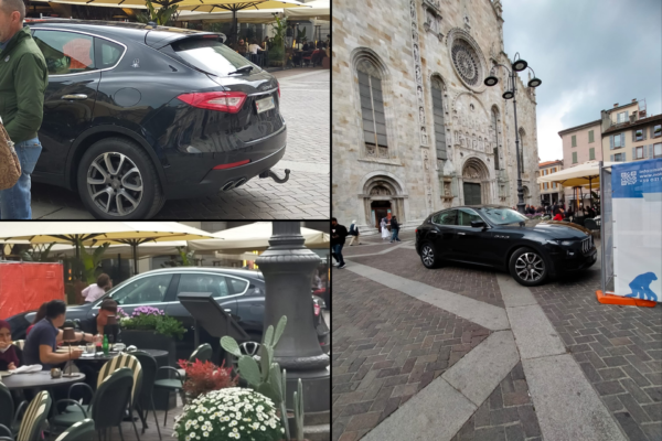 Como, la Maserati svizzera sosta comoda in piazza Duomo (super-Ztl). Il ...